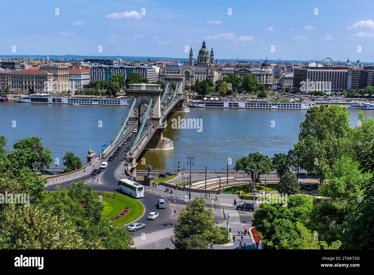 A view across the River Danube and the Chain Bridge towards St Stephens ...