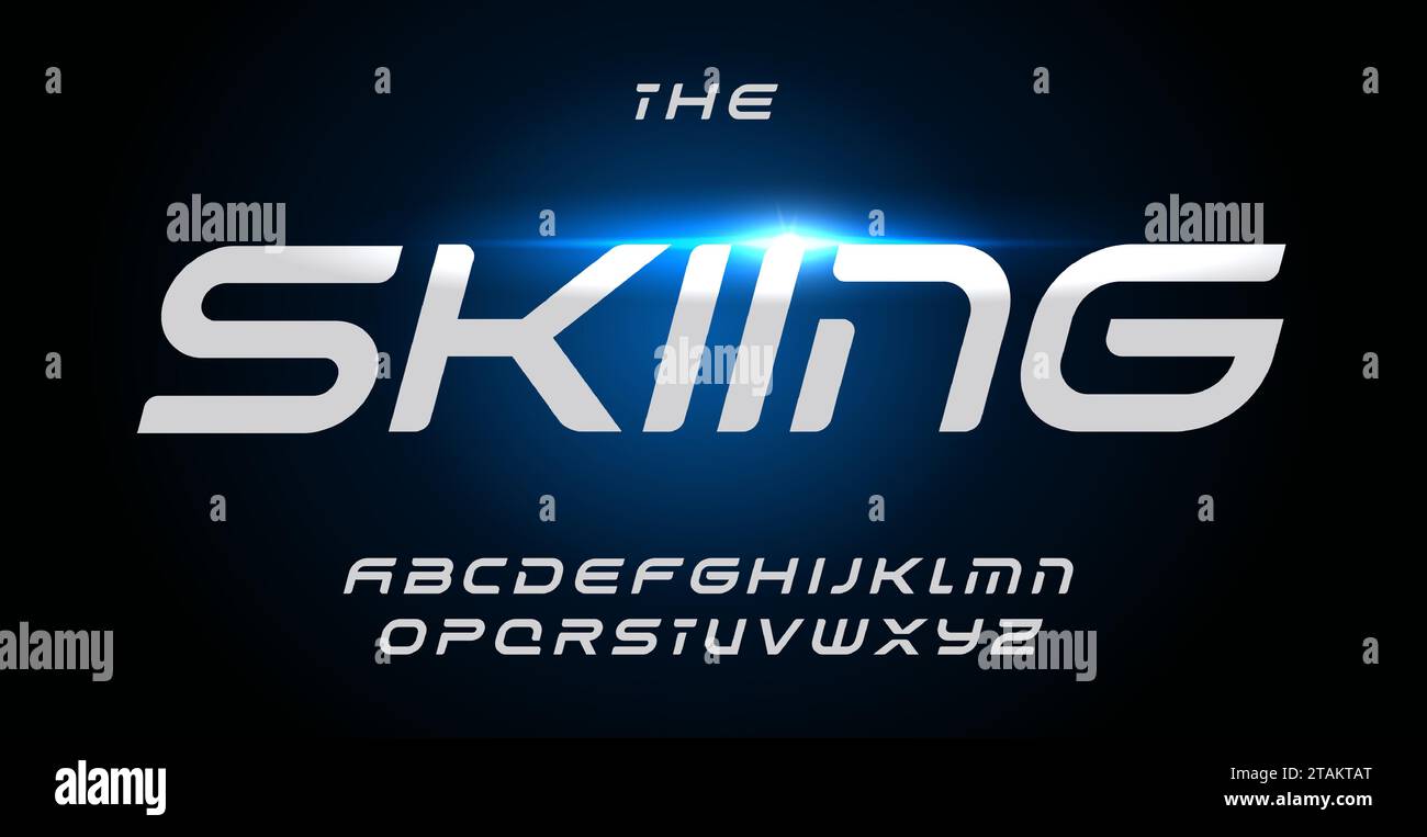 Daring Dynamic Font. Acute, Sleek Letters Embodying Skiers and ...