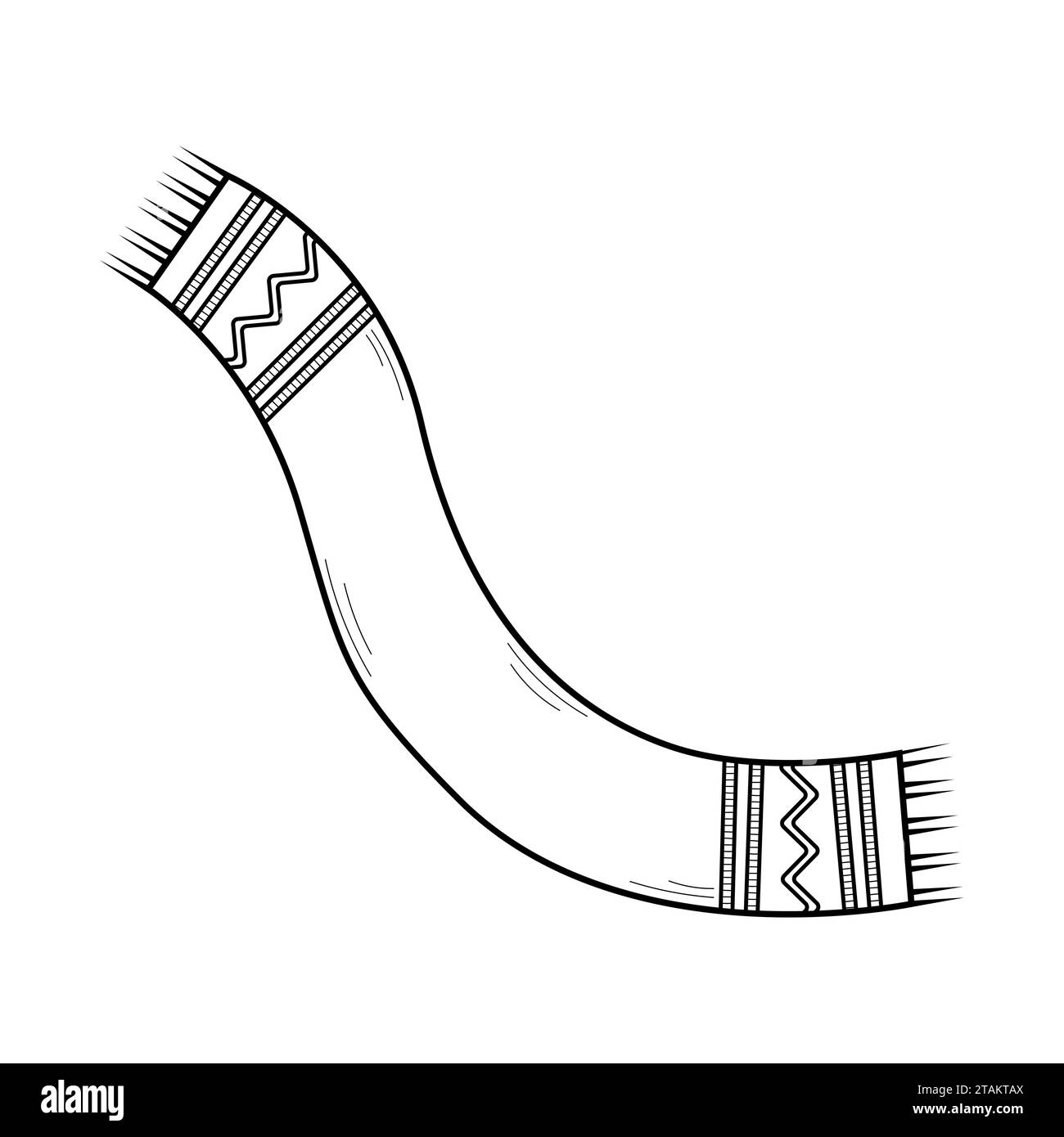 Hand drawn warm, cozy knitted scarf element. Icon in doodle sketch ...