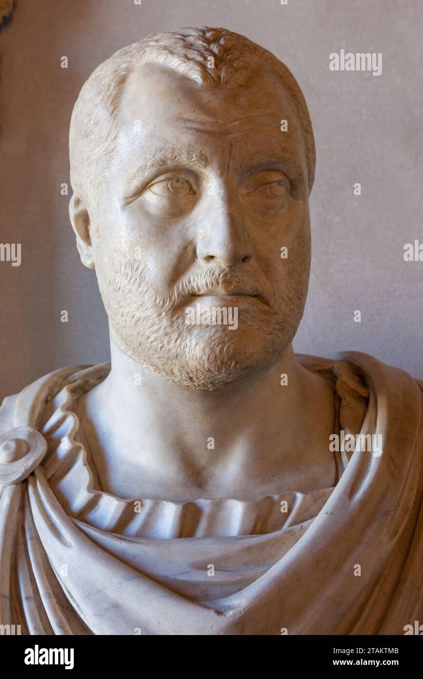 Sculpture of head of a man, Rome, Italy Stock Photo - Alamy
