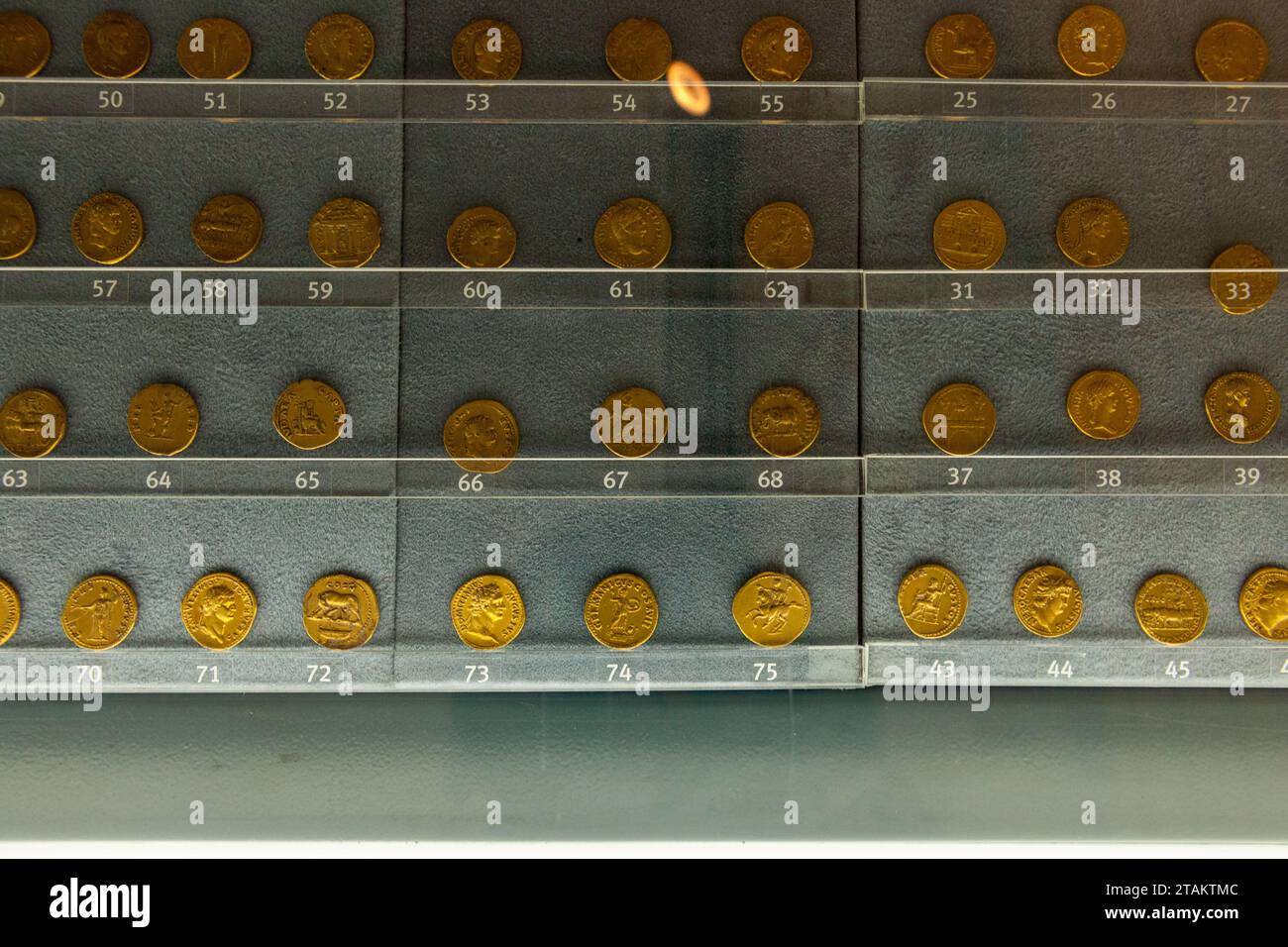 Collection of ancient coins at the Capitoline Museum Rome, Italy Stock ...