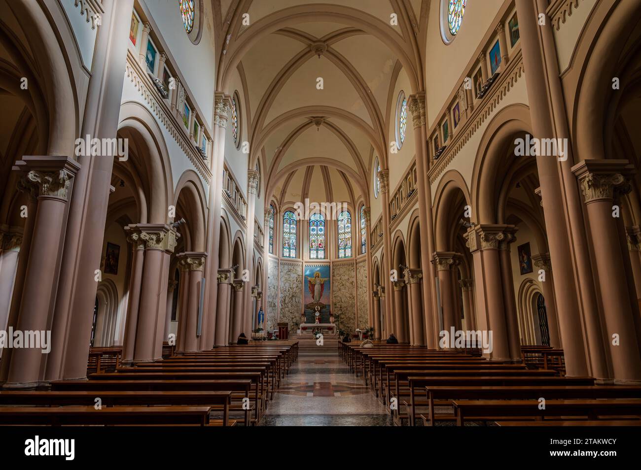 It was built in 1886 in neo-Romanesque style. It has a main façade ...