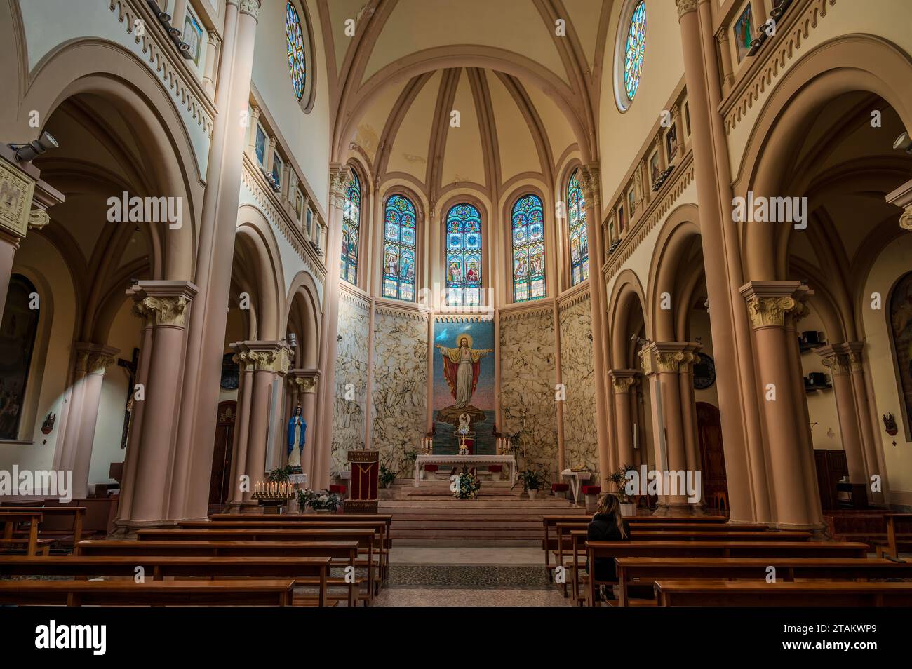 It was built in 1886 in neo-Romanesque style. It has a main façade ...