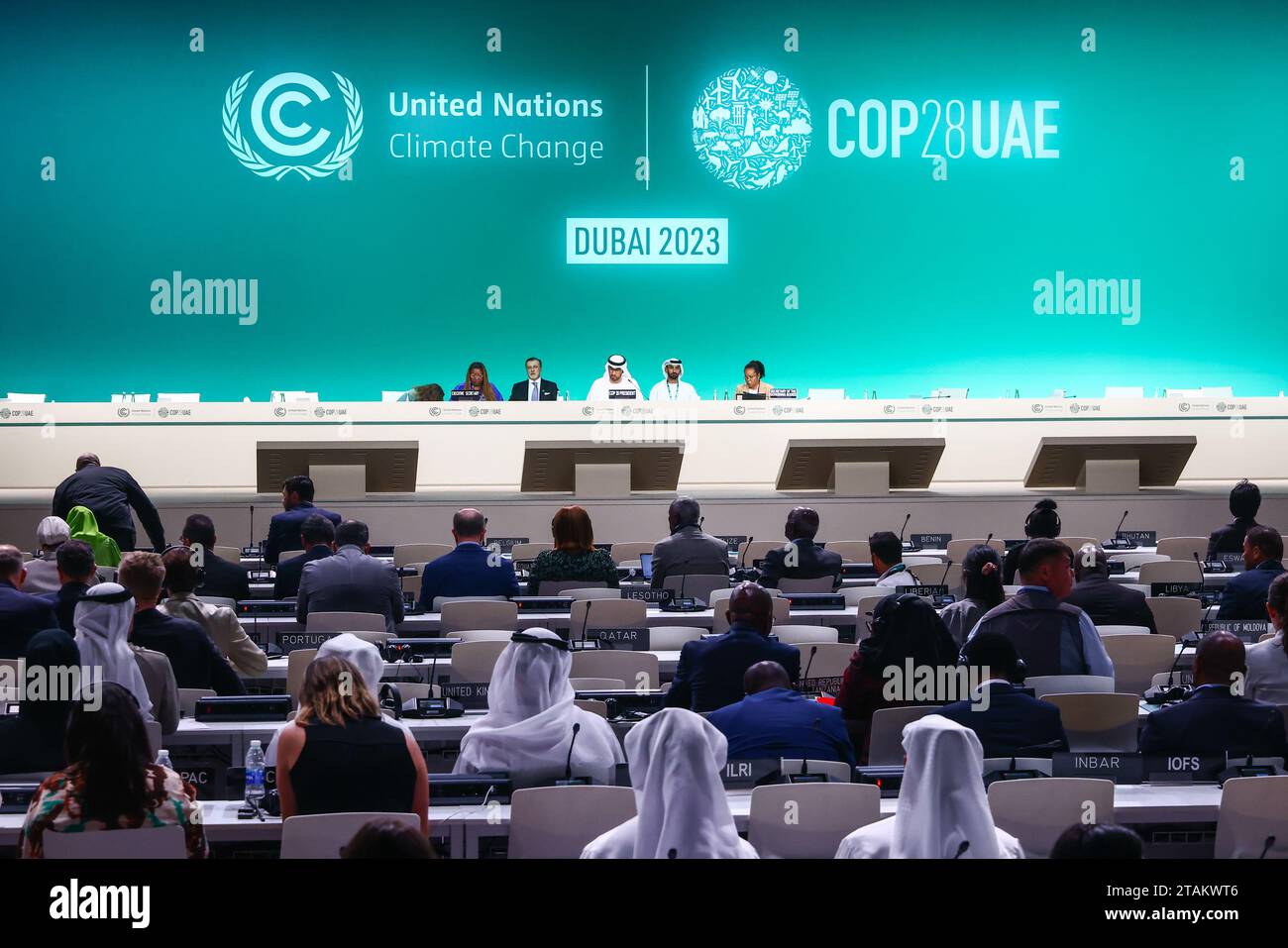 United nations flag on united nations summit hi-res stock photography ...