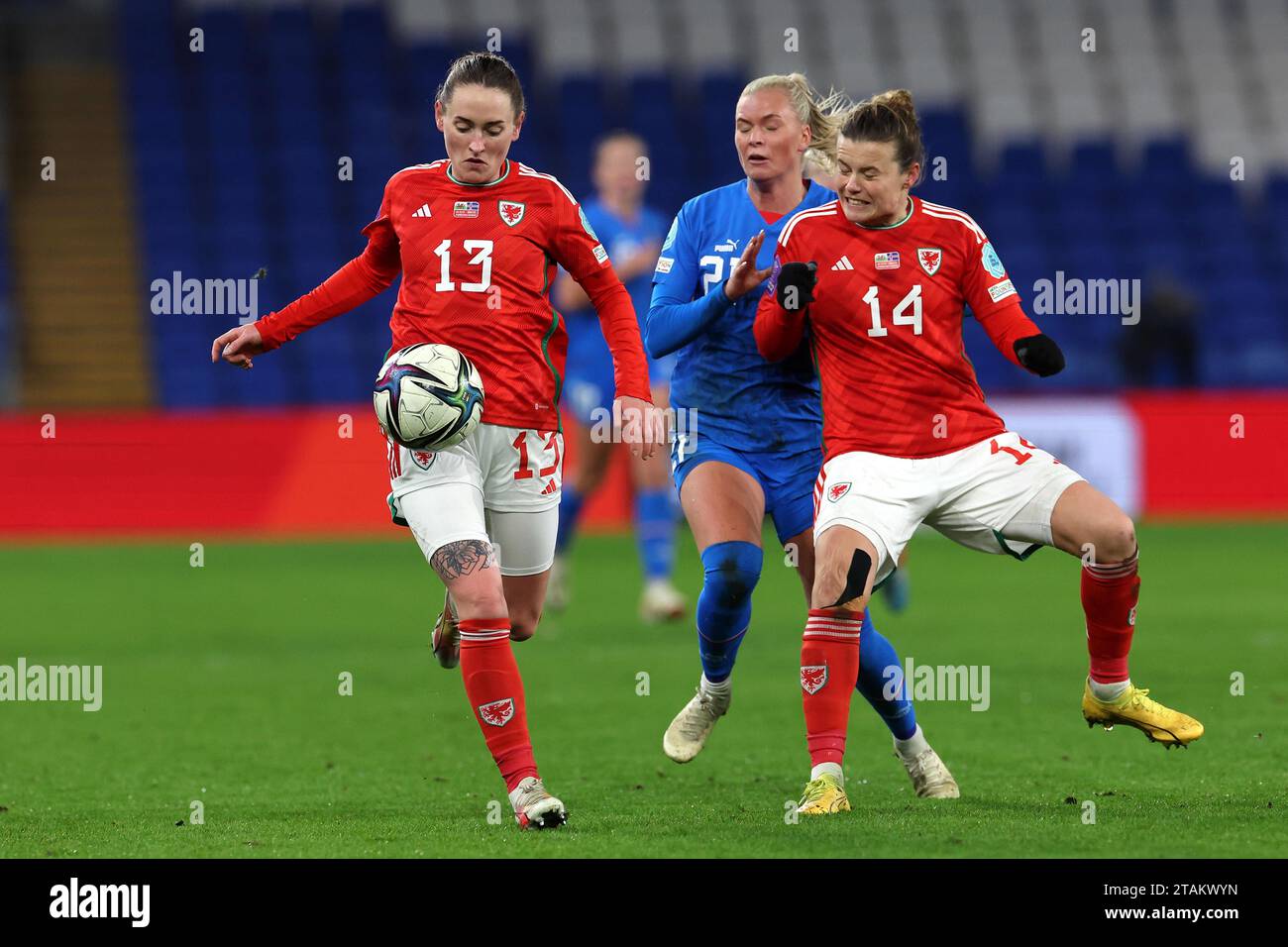 Cardiff, UK. 1st Dec, 2023. Hafrun Rakel Halldorsdottir of Iceland is ...