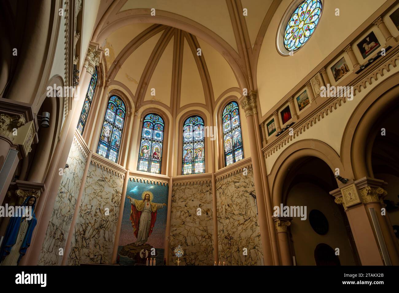 It was built in 1886 in neo-Romanesque style. It has a main façade ...