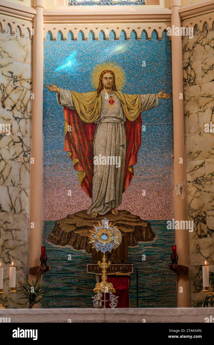 It was built in 1886 in neo-Romanesque style. It has a main façade ...