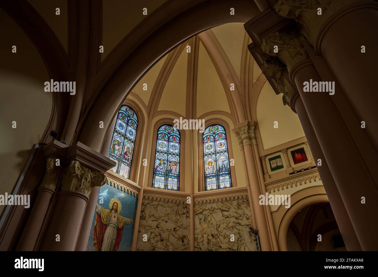 It was built in 1886 in neo-Romanesque style. It has a main façade ...