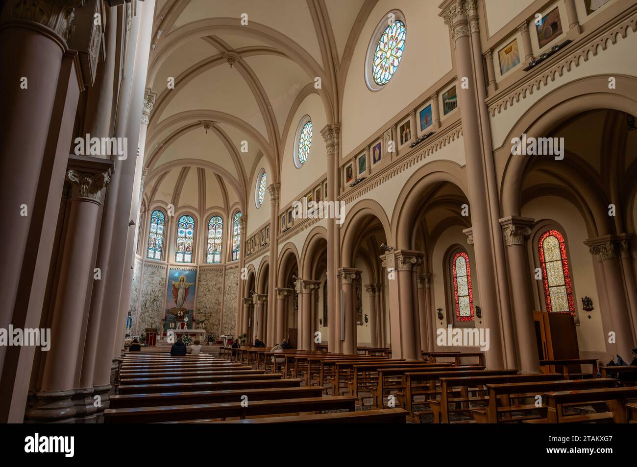 It was built in 1886 in neo-Romanesque style. It has a main façade ...