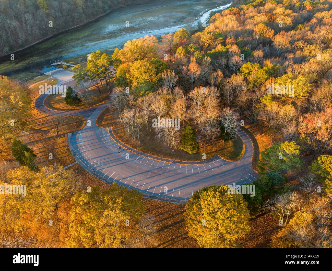 boat ramp on the Tennessee River and parking lot at Colbert Ferry Park ...