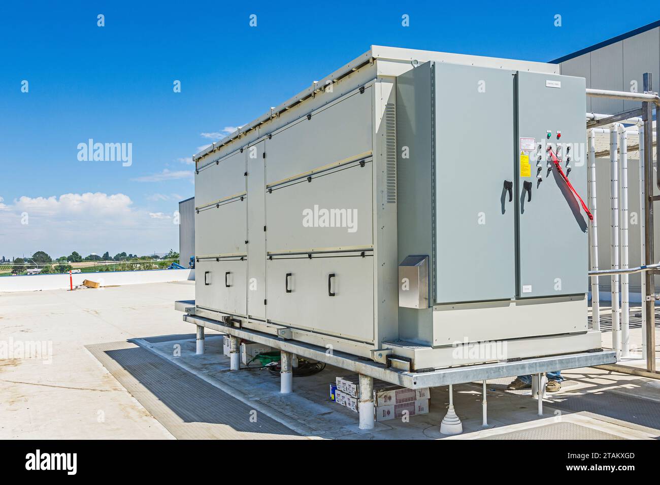 The compressor housing with closed doors on the roof at a CO2 cold ...