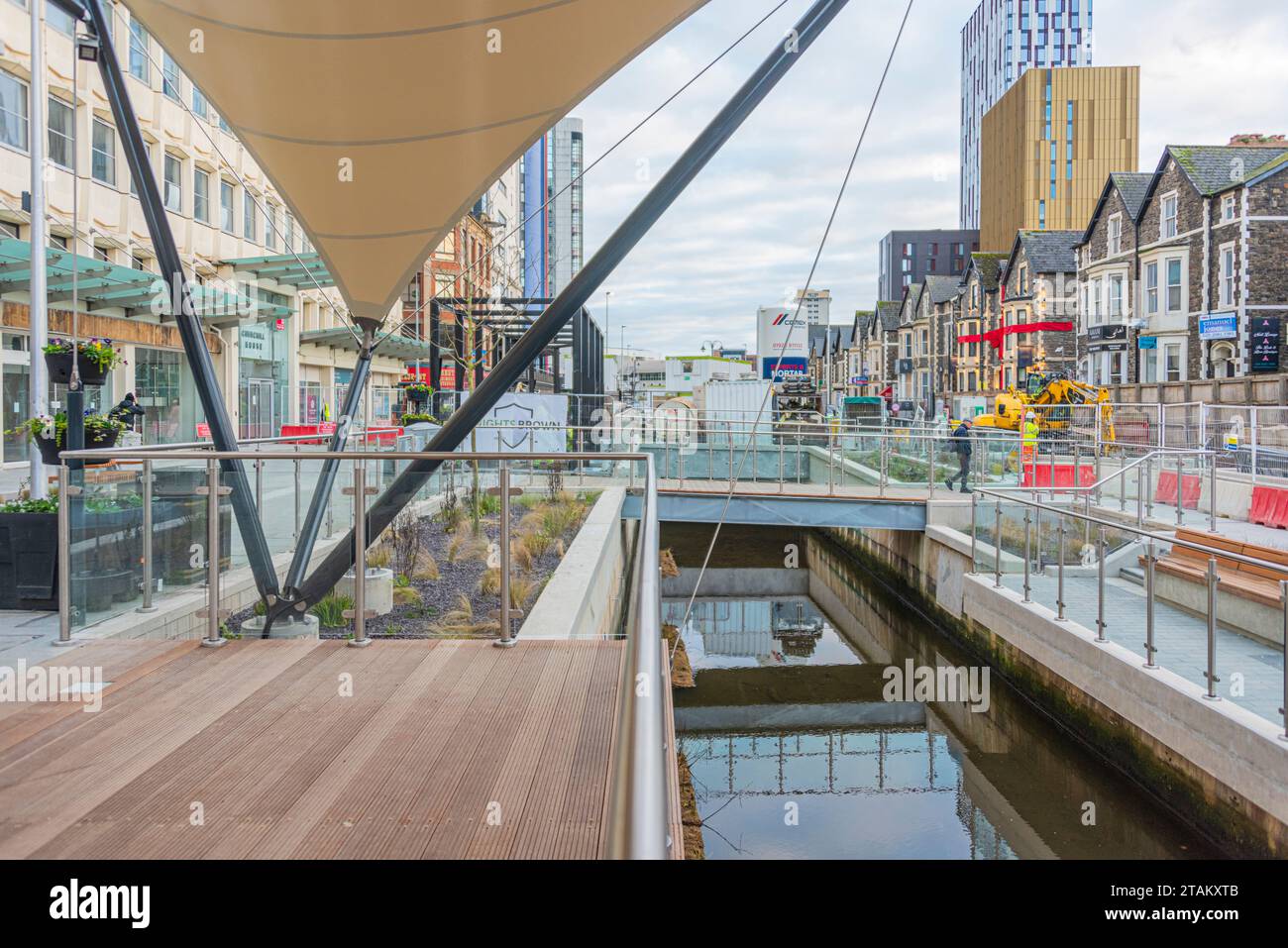 The reopening of Churchill Way Canal in Cardiff's City Centre Stock ...