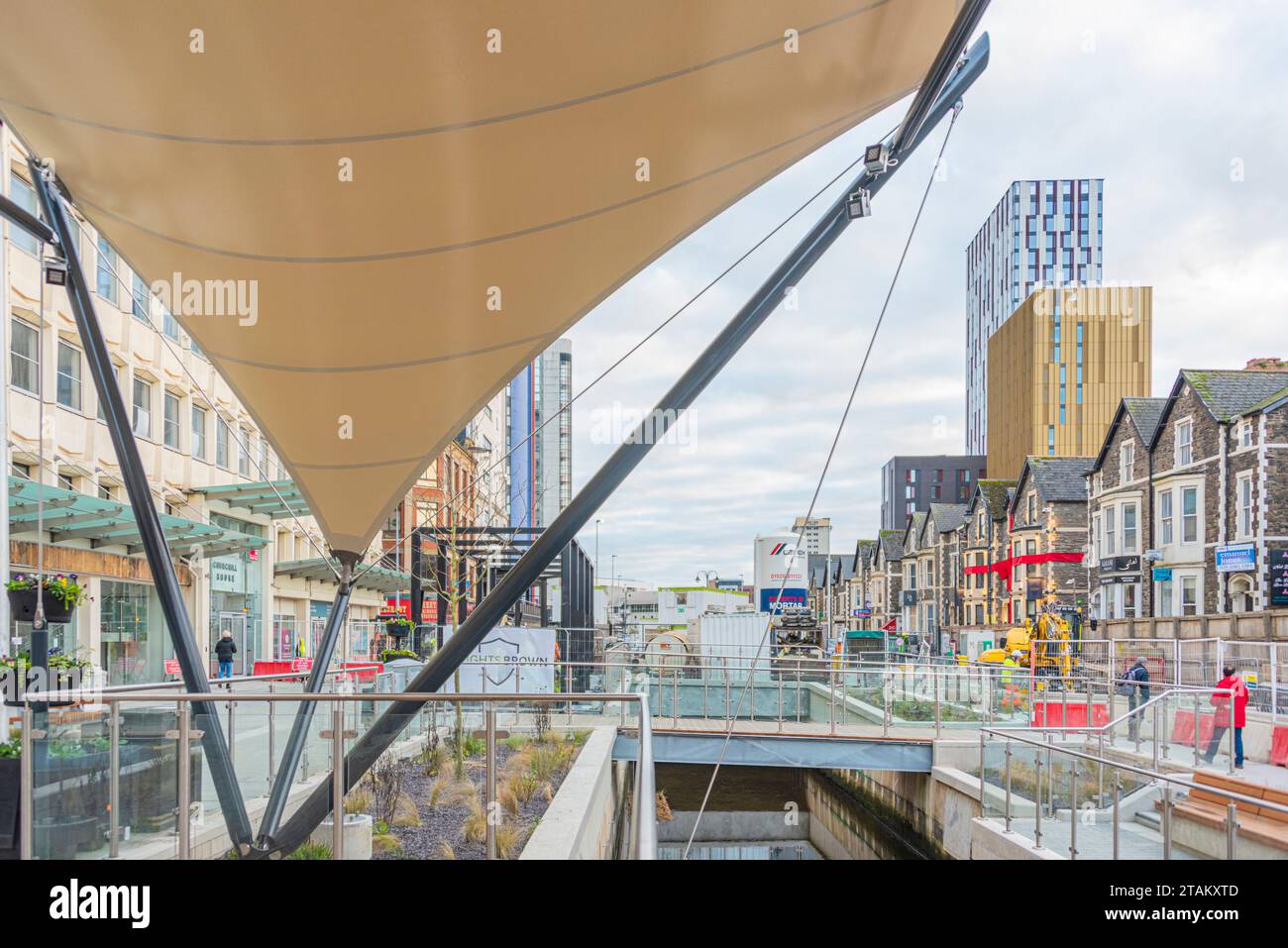 The reopening of Churchill Way Canal in Cardiff's City Centre Stock ...