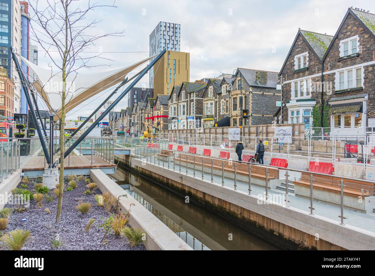 The reopening of Churchill Way Canal in Cardiff's City Centre Stock ...