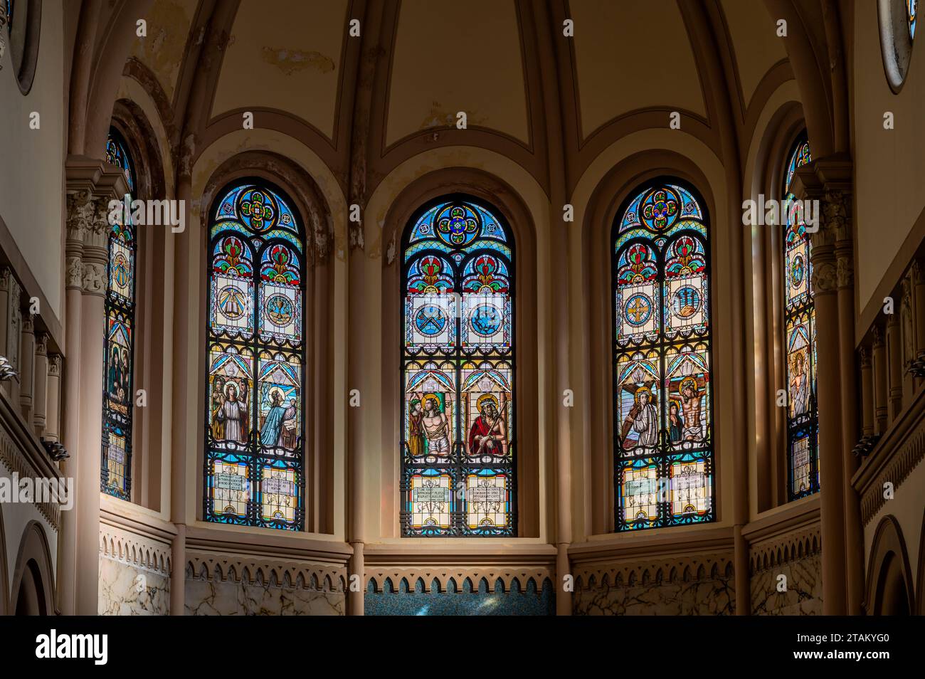 It was built in 1886 in neo-Romanesque style. It has a main façade ...