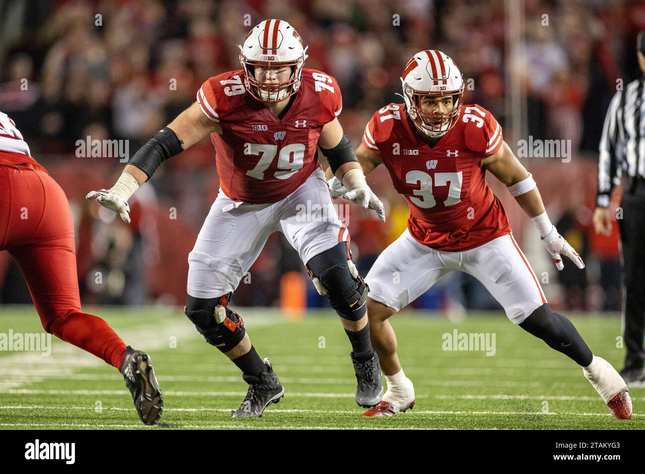 Wisconsin Badgers offensive lineman Jack Nelson (79) during a Big Ten ...
