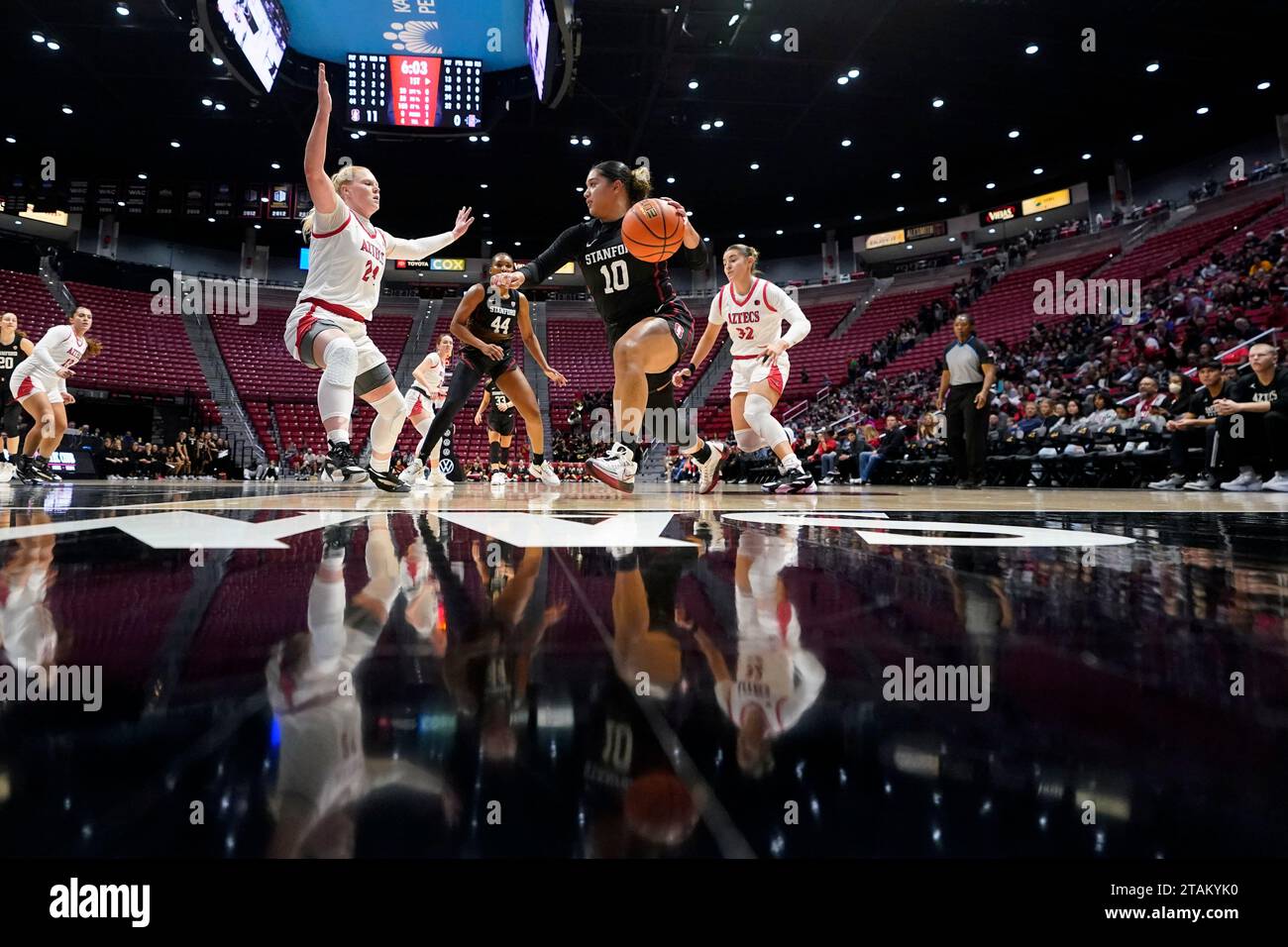 Stanford guard Talana Lepolo (10) drives towards the basket as San ...