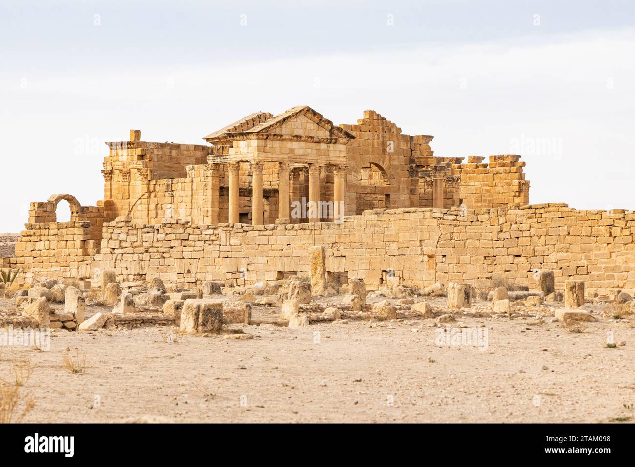Sbeitla, Subaytilah, Kasserine, Tunisia. Capitoline temples at the ...