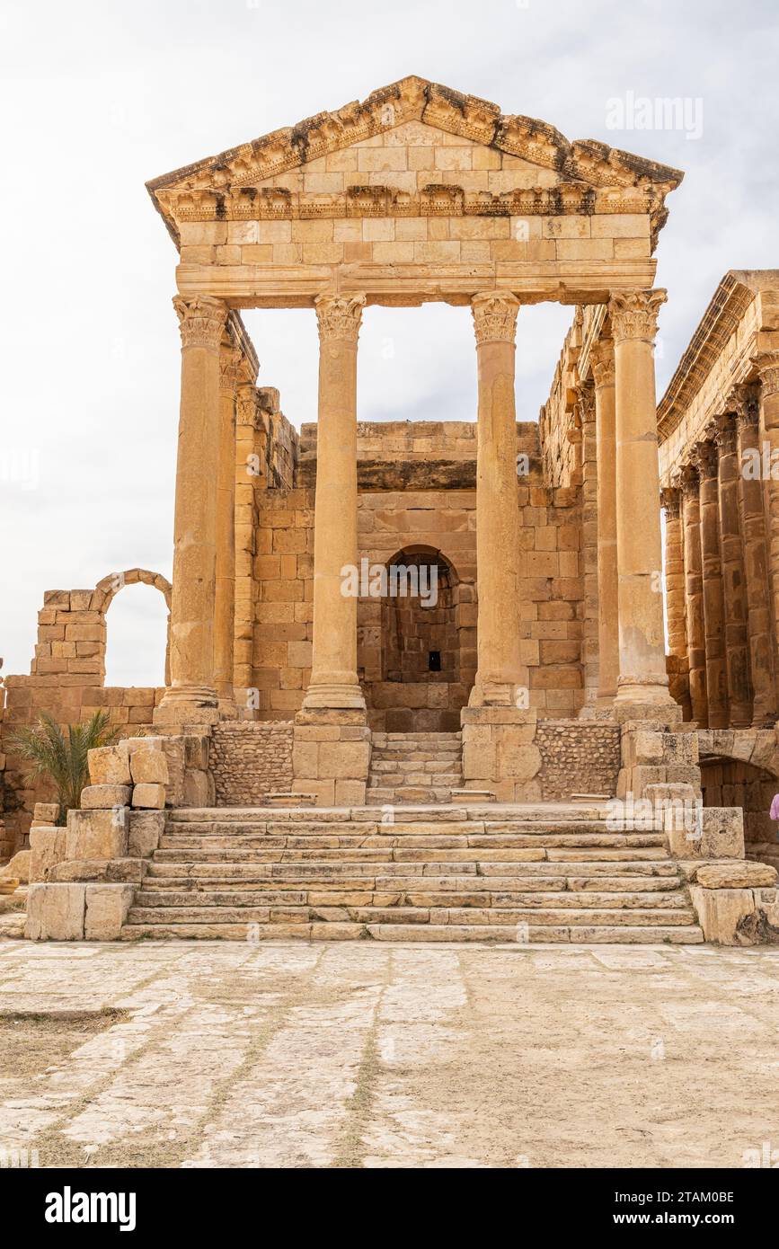 Sbeitla, Subaytilah, Kasserine, Tunisia. Capitoline temples at the ...