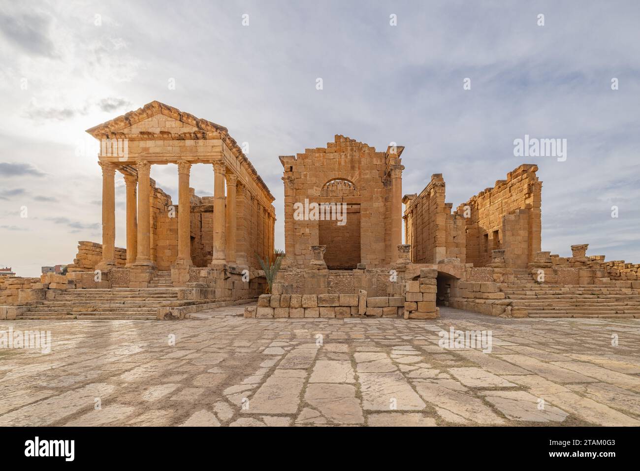Sbeitla, Subaytilah, Kasserine, Tunisia. Capitoline temples at the ...