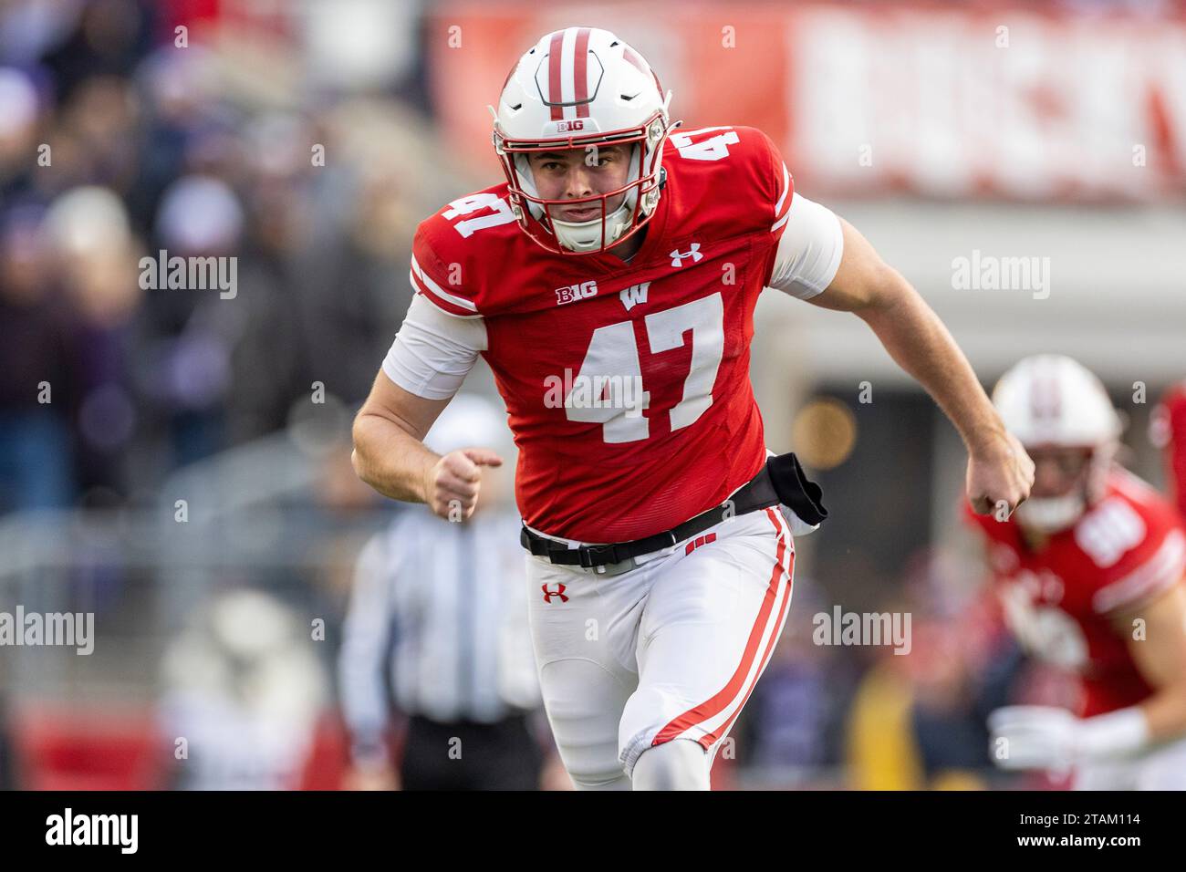 Wisconsin Badgers long snapper Peter Bowden (47) during a Big Ten ...