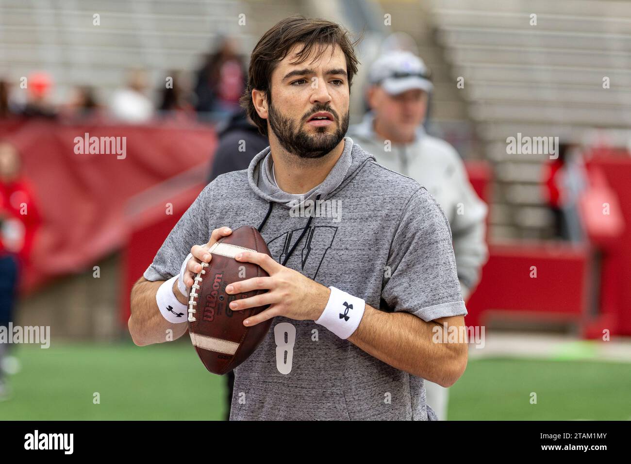 Wisconsin Badgers quarterback Tanner Mordecai (8) prior to a Big Ten ...