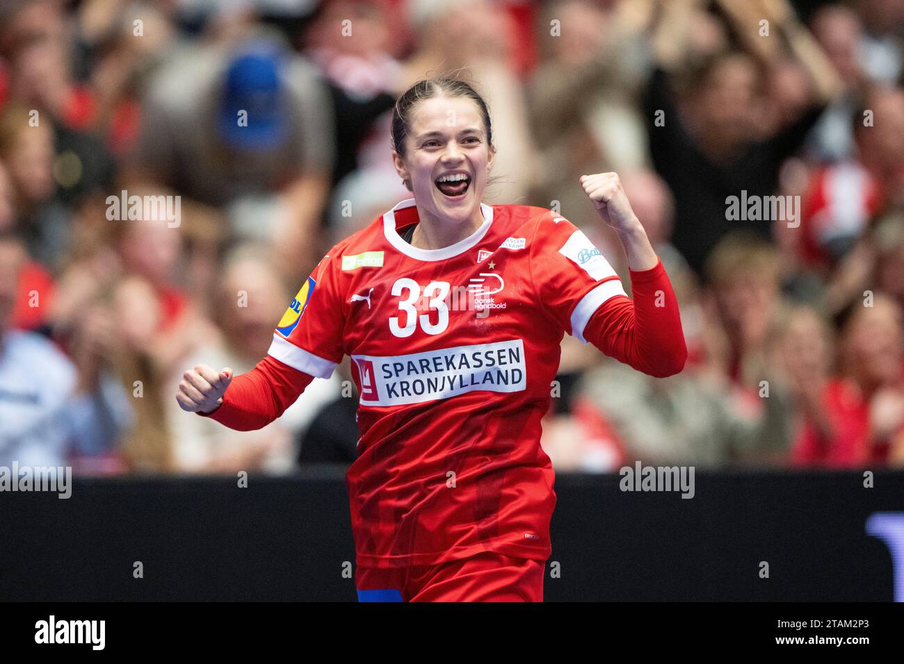 Denmark's Emma Friis celebrates after she scored during the World Cup ...