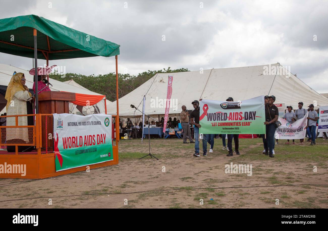 Lusaka, Zambia. 1st Dec, 2023. People take part in an event marking ...