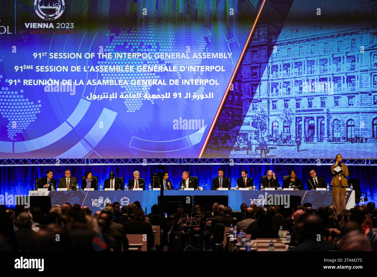 Vienna, Austria, Austria. 1st Dec, 2023. Panel of the 91st Interpol ...