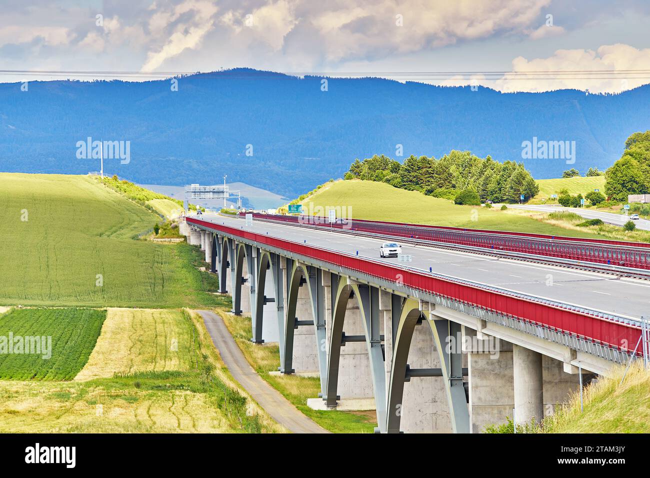 Autostrada highway in Europe. D1 magistal near Spišský hrad, arched ...