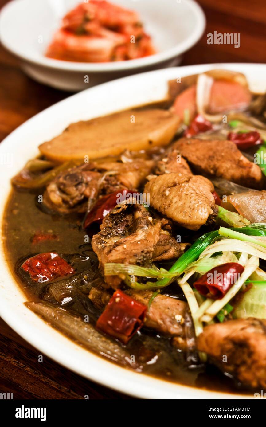 A chicken dish at Bong Chu Jjim Dak, a Korean restaurant in Hanoi ...