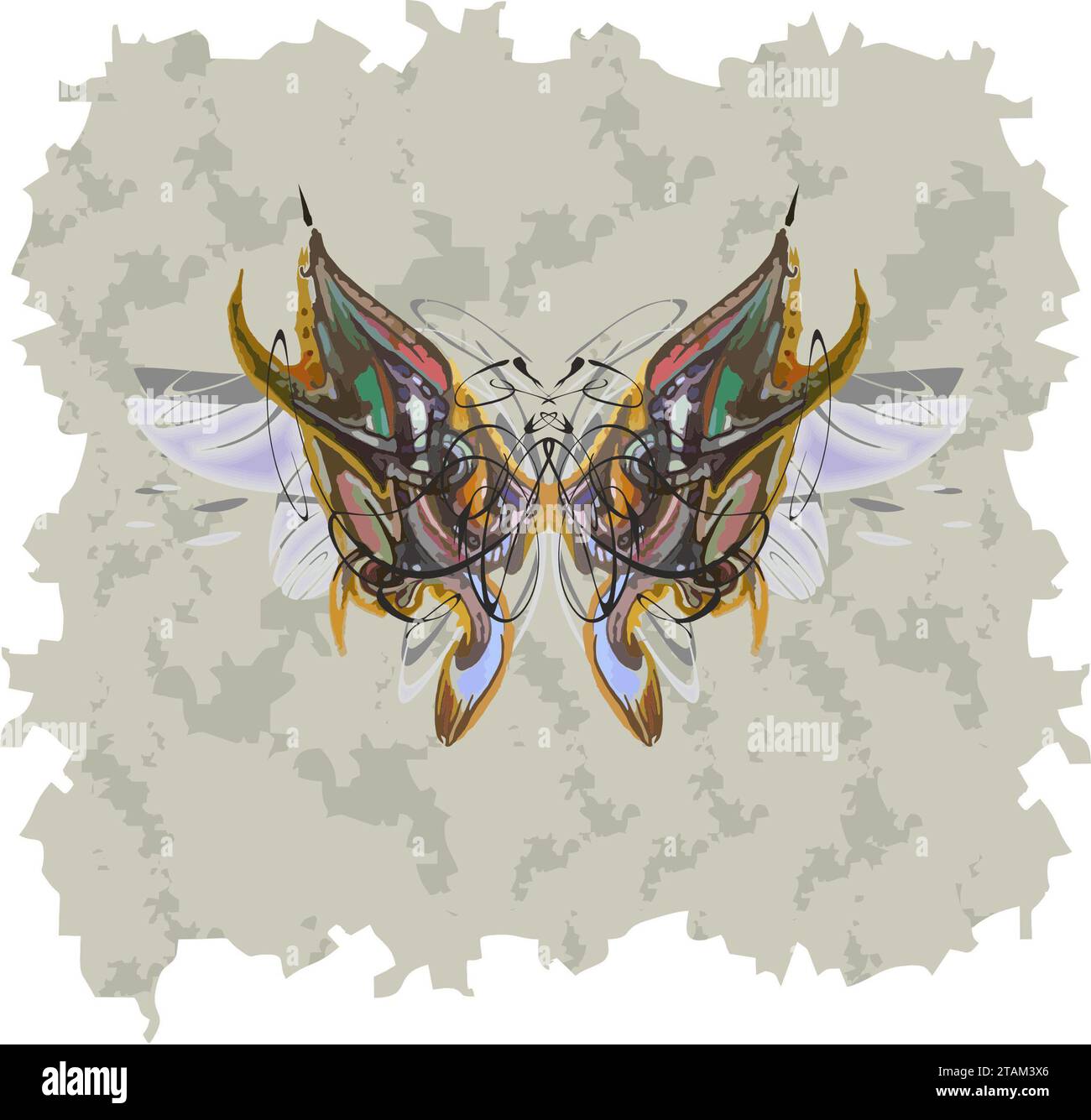 Beautiful colored butterfly wings like a moth on a camouflage ...