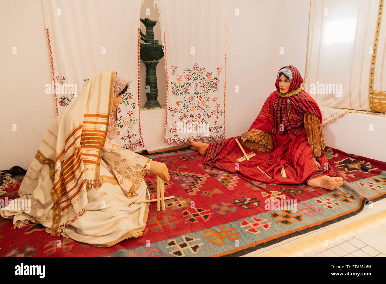 Djerba, Medenine, Tunisia. March 15, 2023. Diorama of Tunisian women in ...