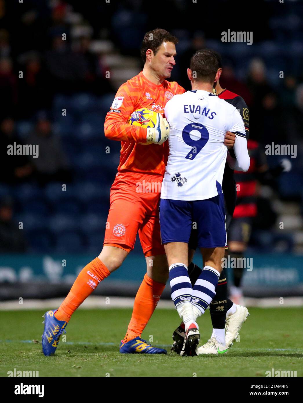 Tempers flare between Preston North End's Ched Evans, Queens Park ...