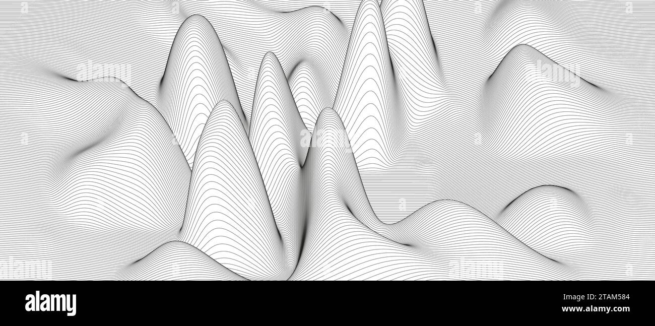 Monochrome sound line waves abstract background . Distorted line shapes ...