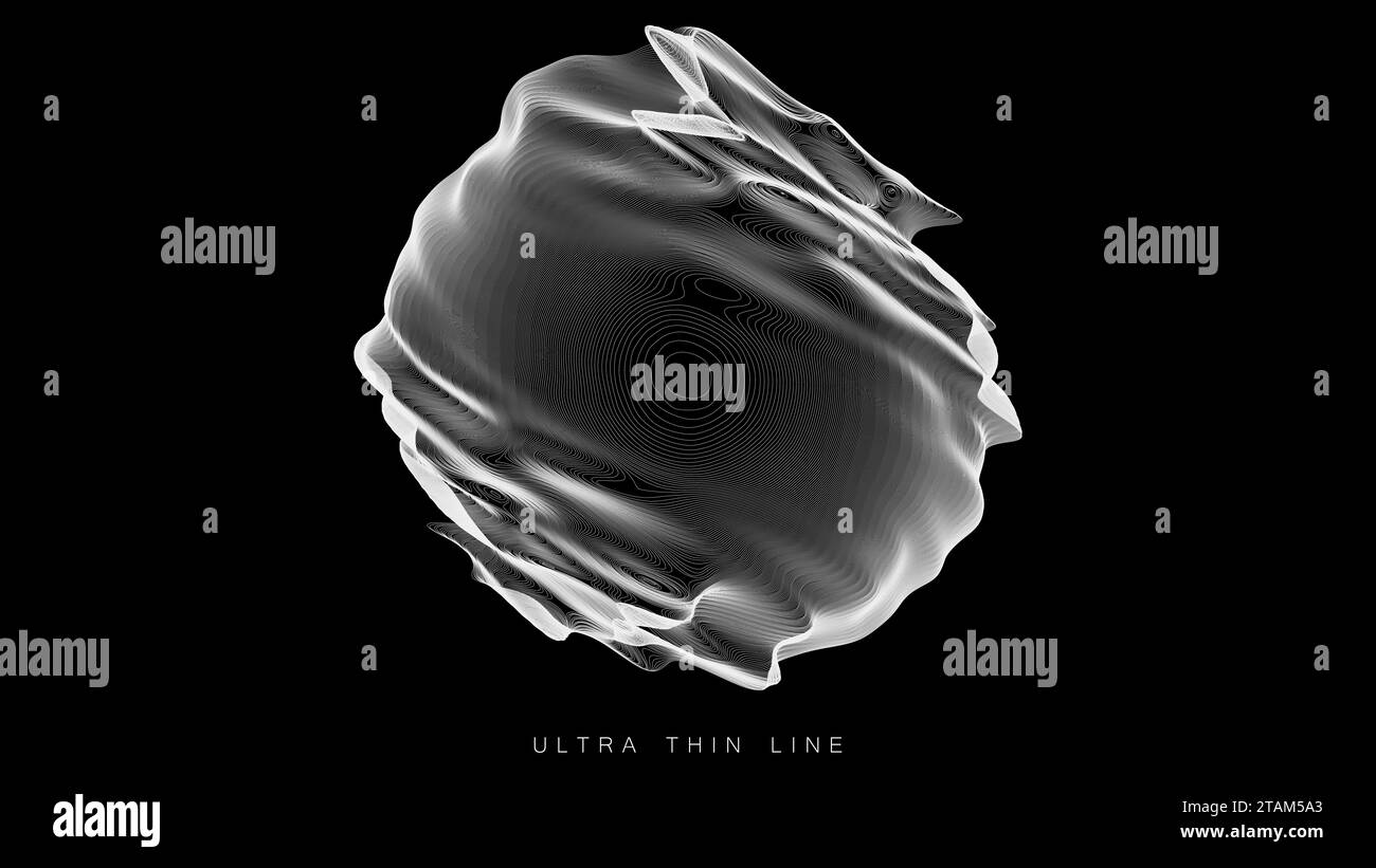 Distorted line spheres. Vector thin line glitch geometry Stock Vector ...