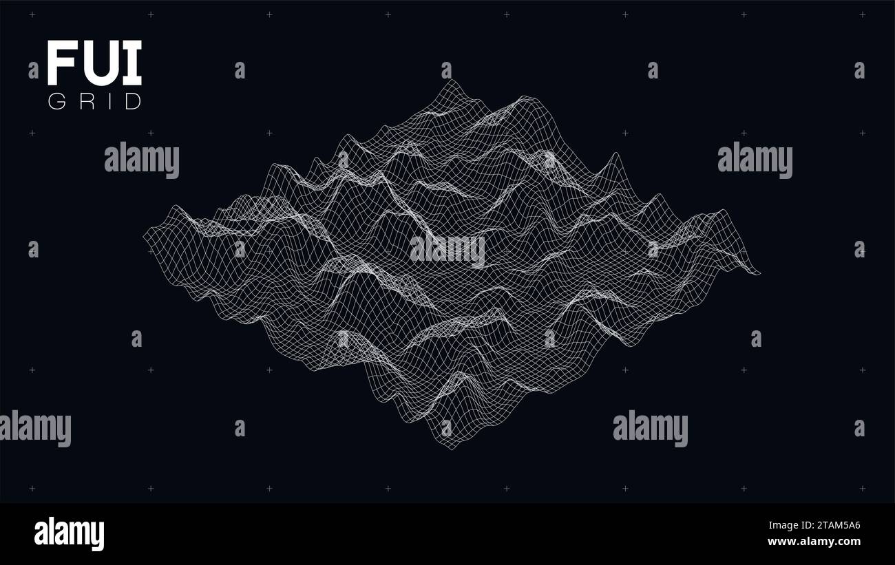 FUI GUI 3D Vector Landscape Scan Grid. Abstract futuristic background ...