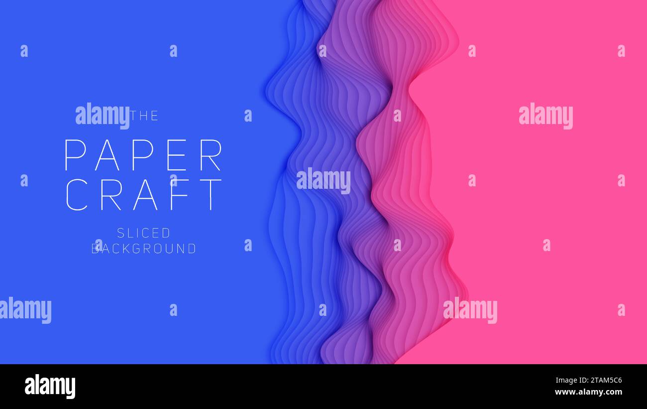 Violet to blue paper layers. 3D abstract gradient papercut. Colorful ...