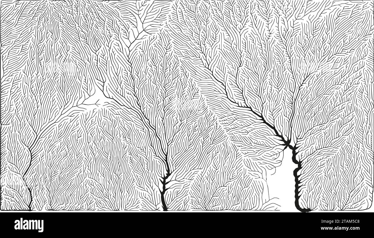 Growth pattern. Generative branching structure. Organic net of vessels ...