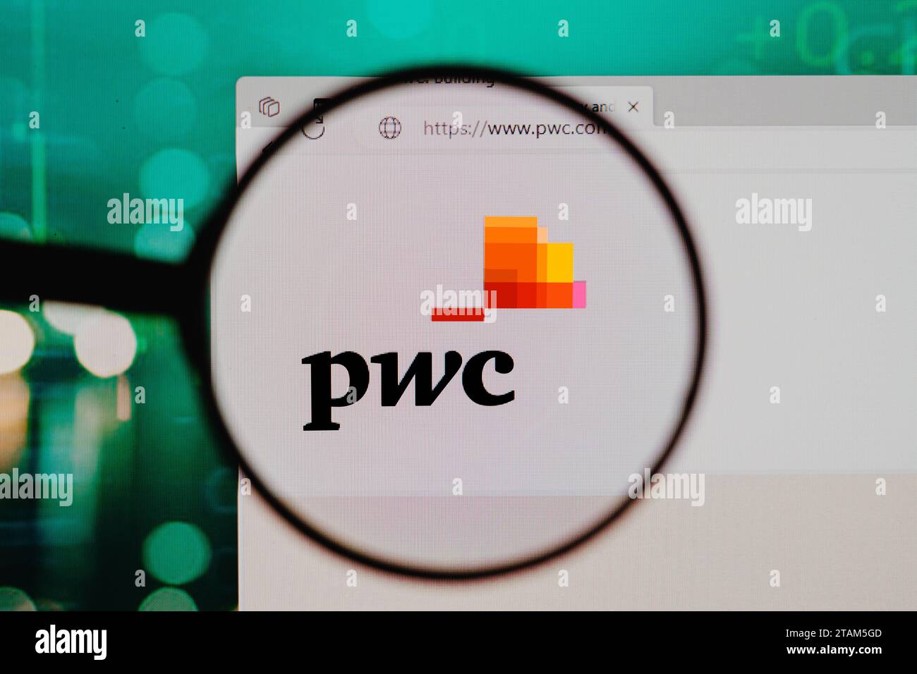 In this photo illustration, the homepage of the PwC website seen on a ...