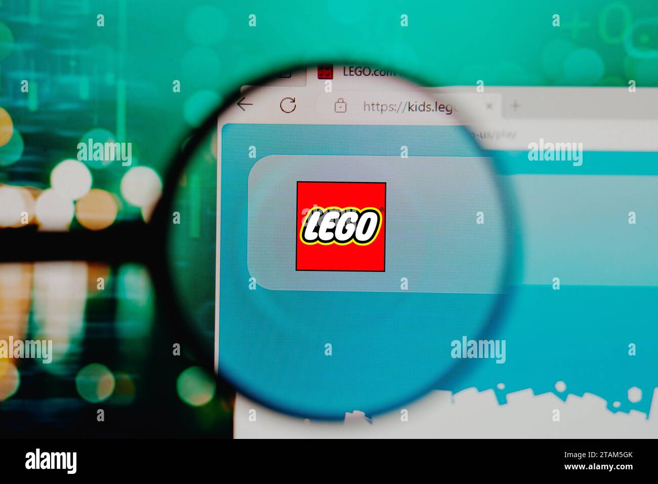 In this photo illustration, the homepage of the Lego website seen on a ...