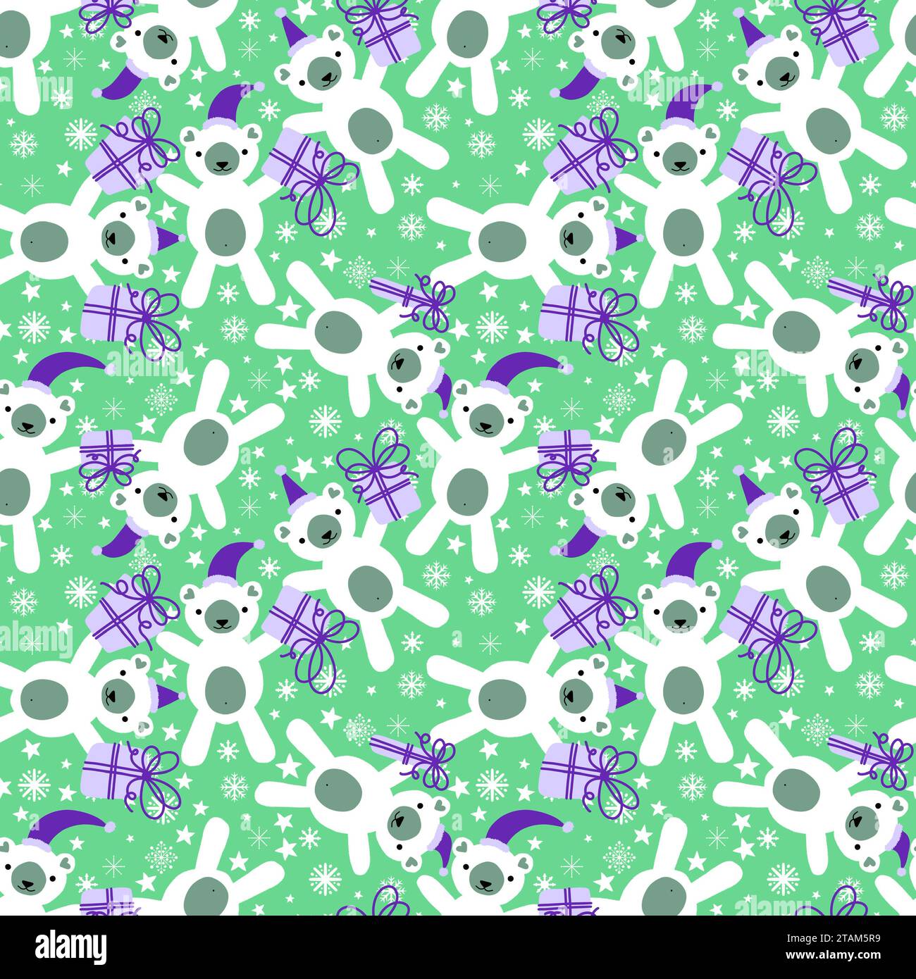 Christmas animals seamless bears pattern for wrapping paper and fabrics ...