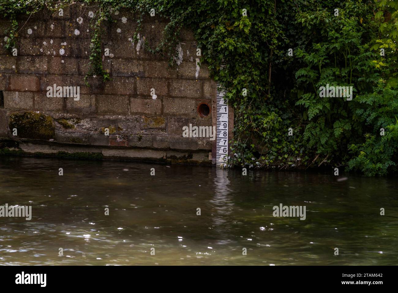 River water level Scale or indicator, landscape Stock Photo - Alamy