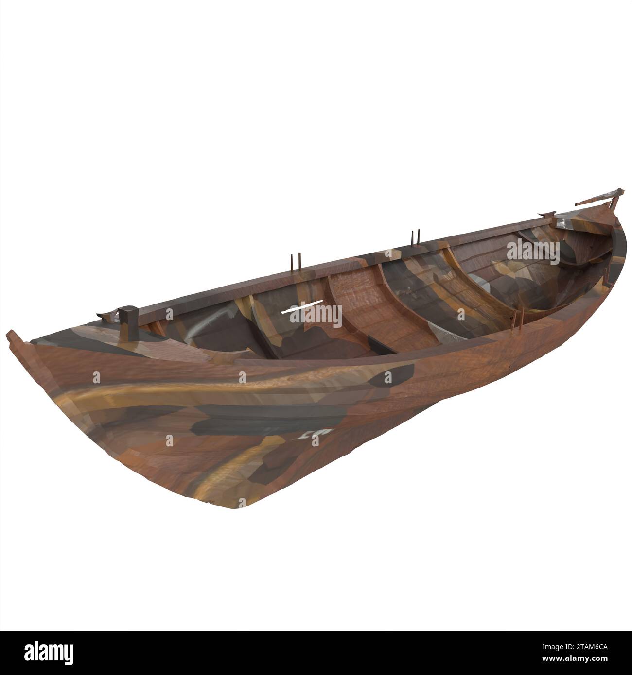 Wooden rowing boat on river Cut Out Stock Images & Pictures - Alamy