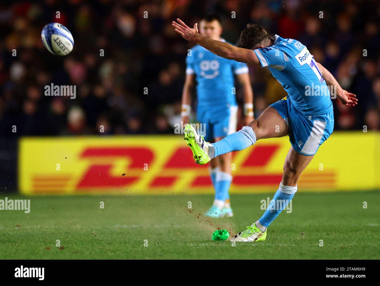 Sale Sharks' George Ford takes a penalty kick during the Gallagher ...