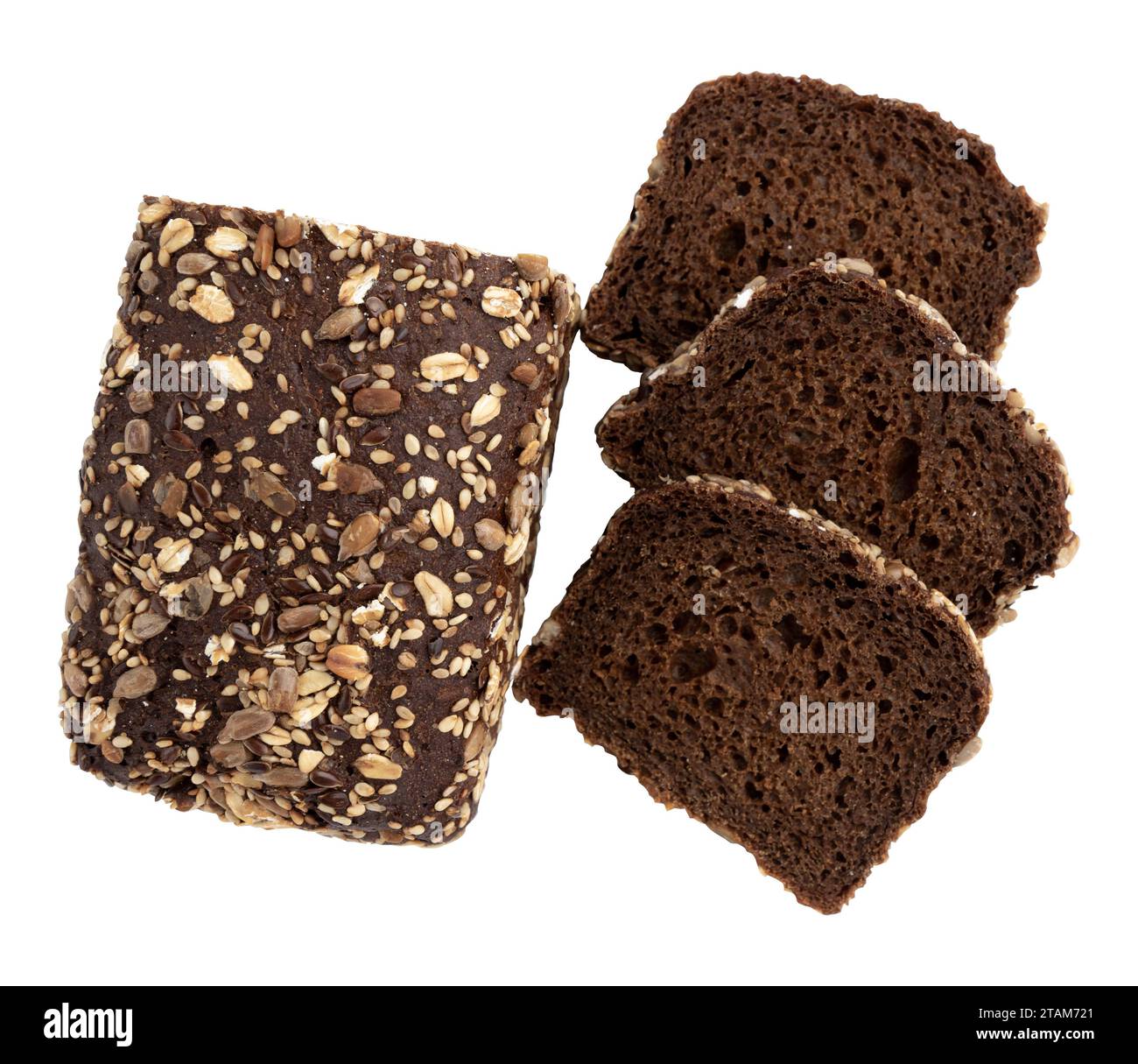 slices of rye bread isolated on white background with clipping path ...