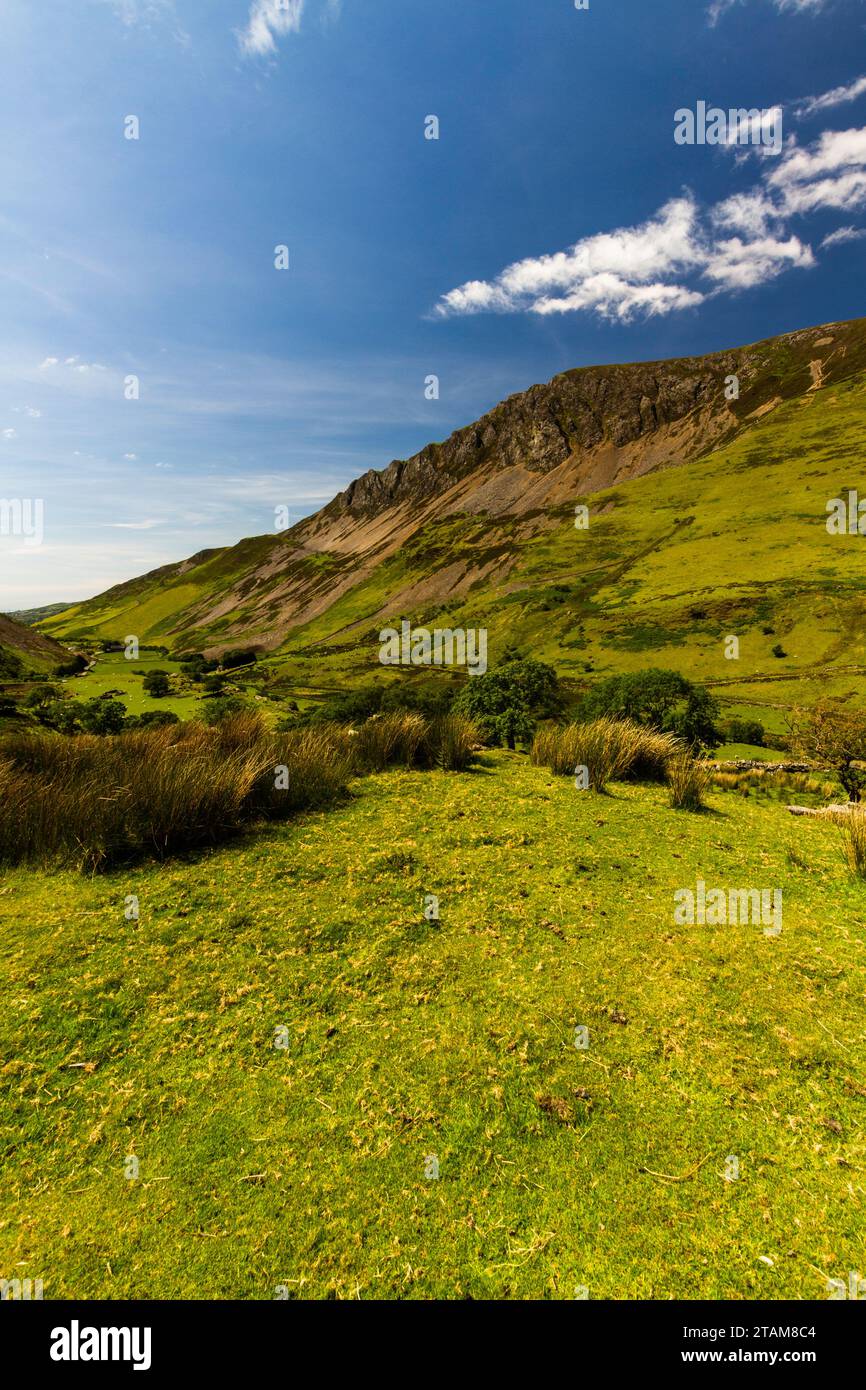 View of the Nantlle Valley from Rhyd Ddu end. Drws Y Coed in valley ...