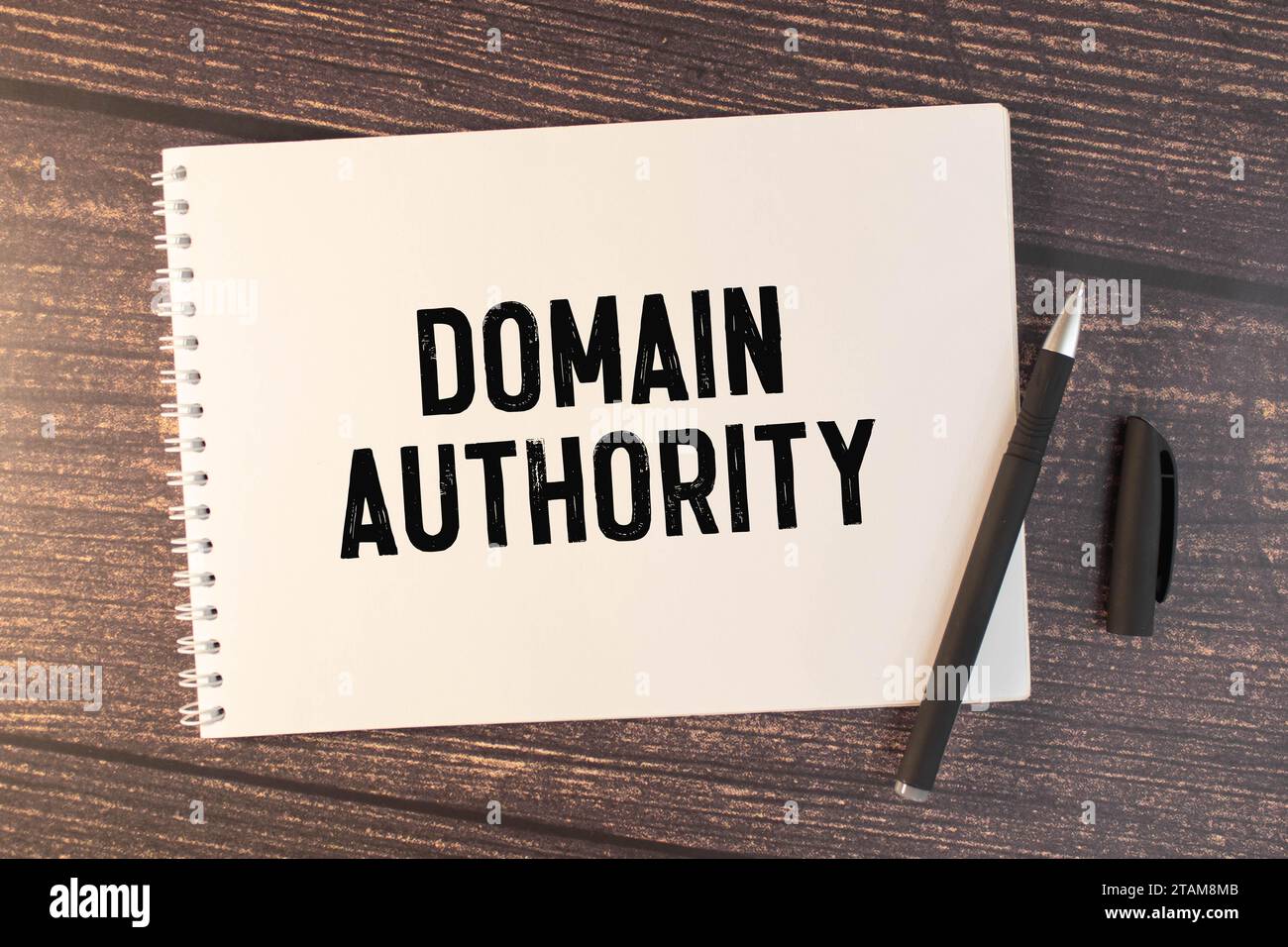 Notepad with text domain authority. Diagram, red notepad and white ...