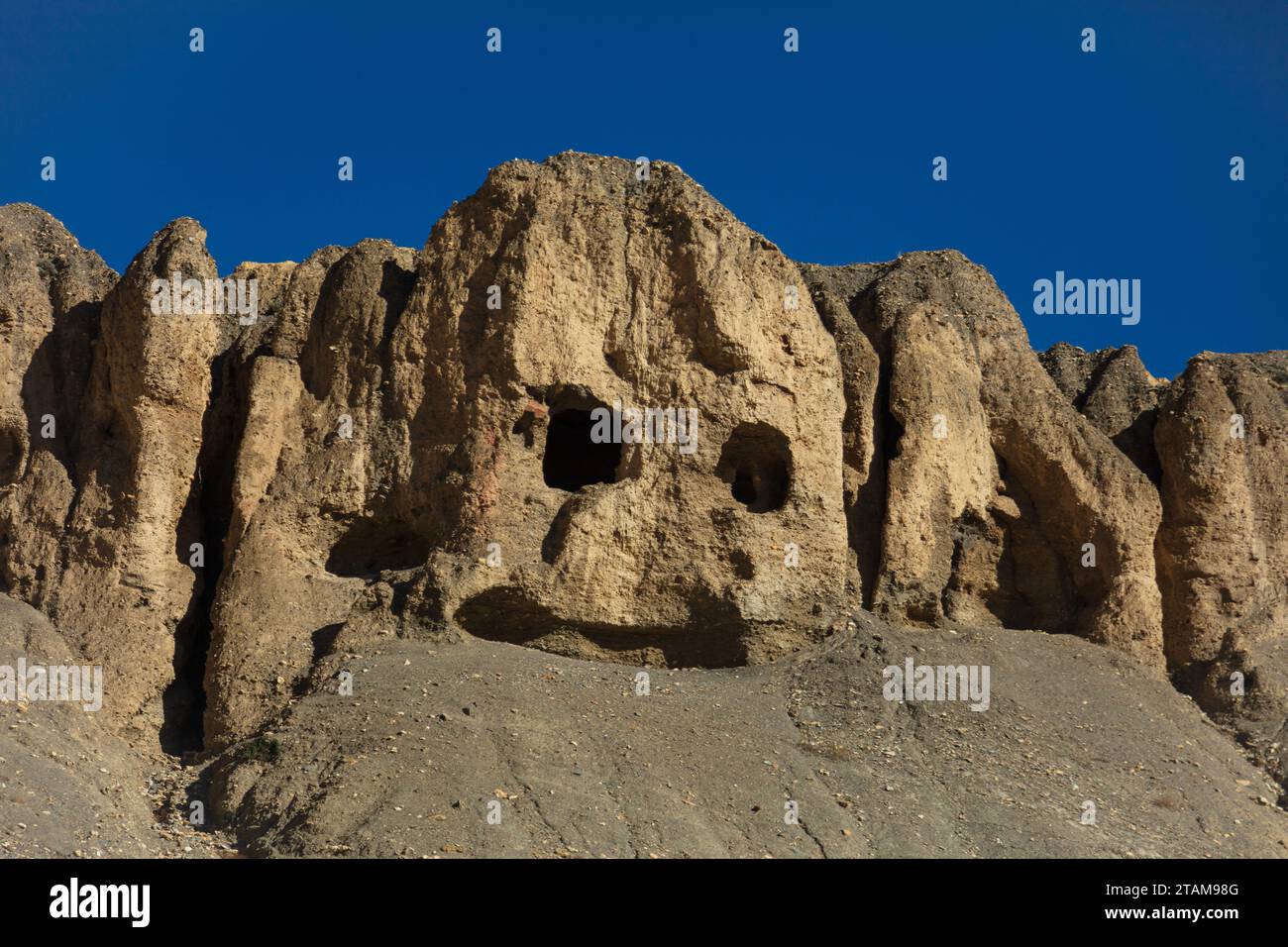 Ancient caves were built by humans 3000 years ago near Sam Dzong ...