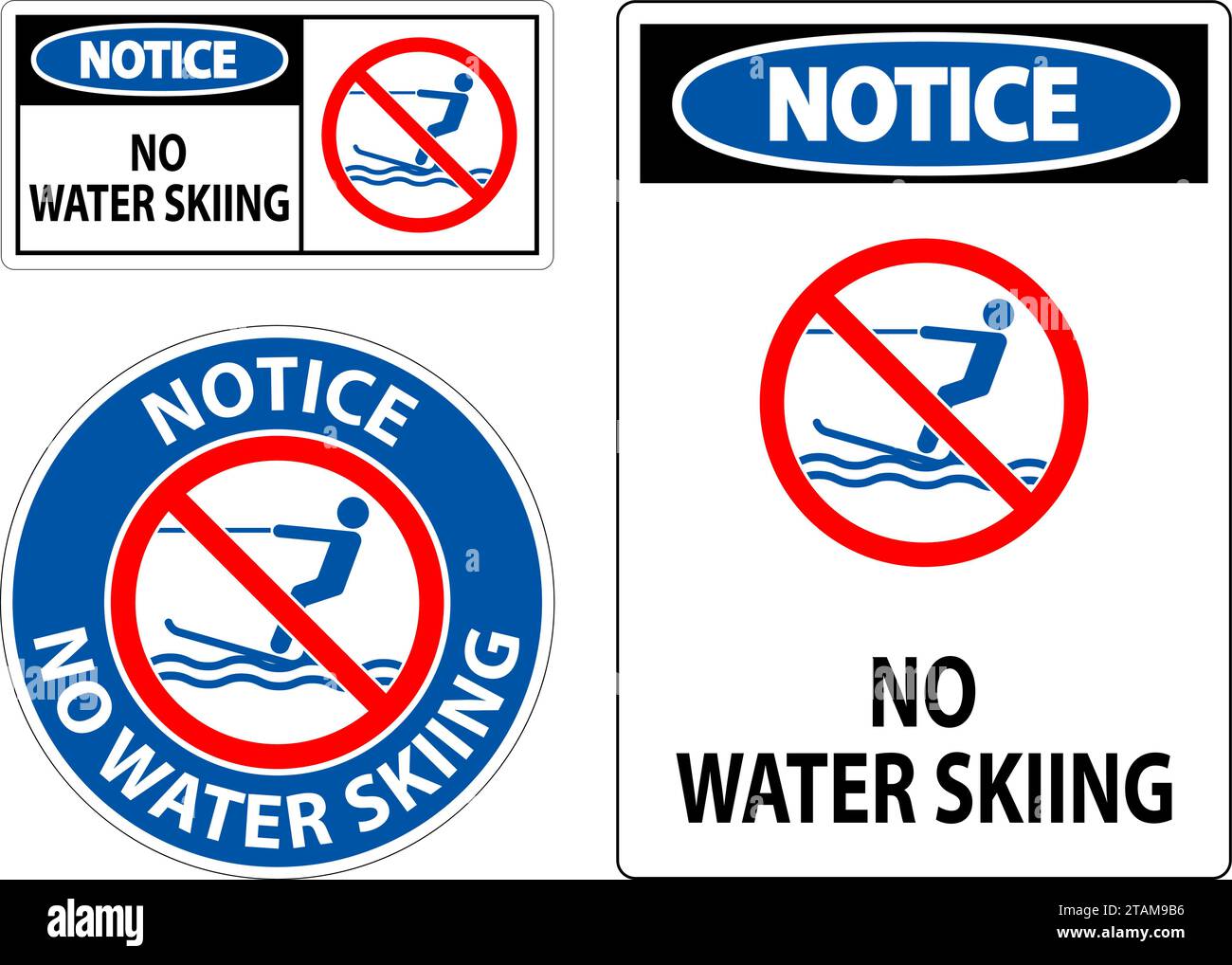 Water Safety Sign Attention, No Water Skiing Stock Vector Image & Art ...